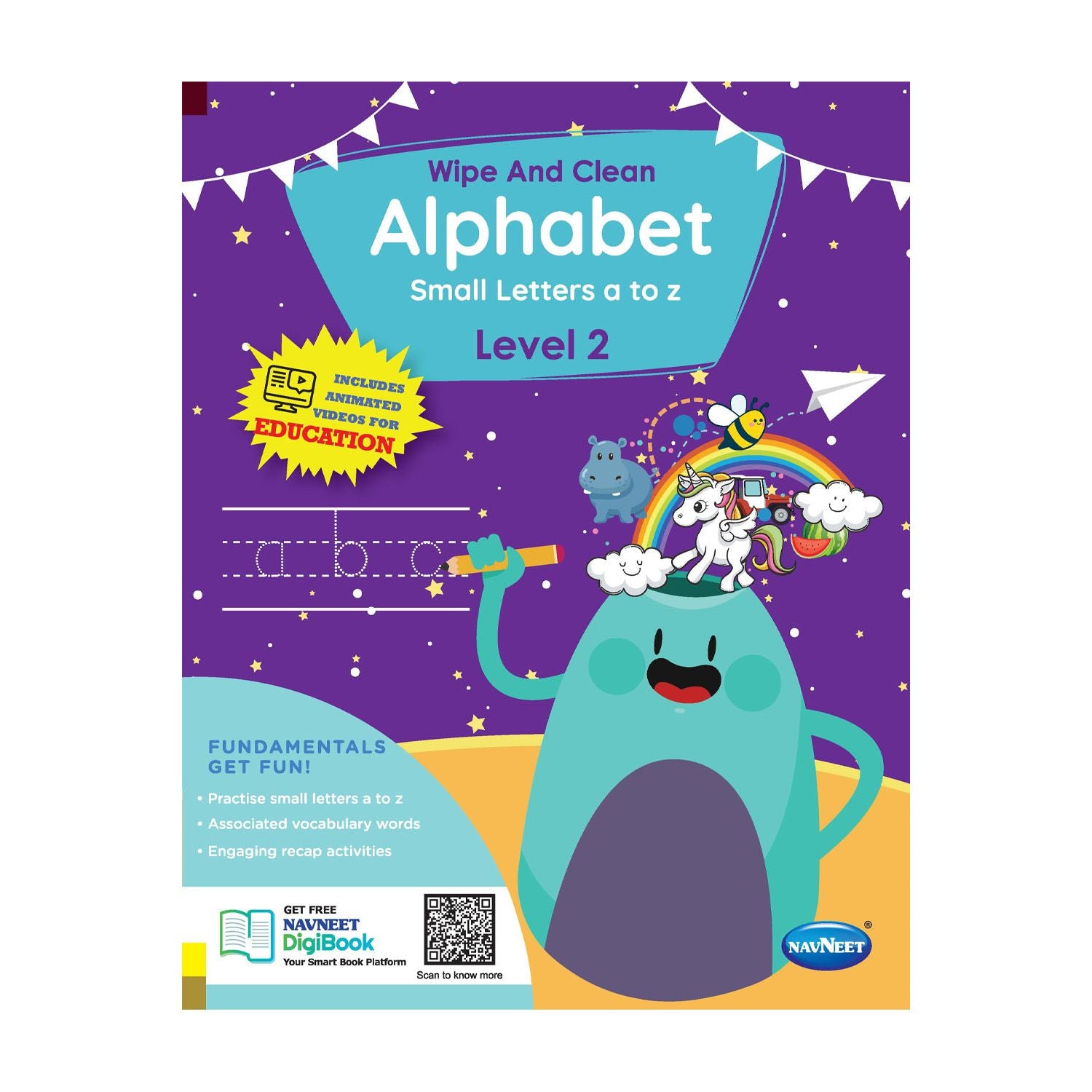 Wipe And Clean – Alphabet (small letters a to z) Level 2 – Pustak City